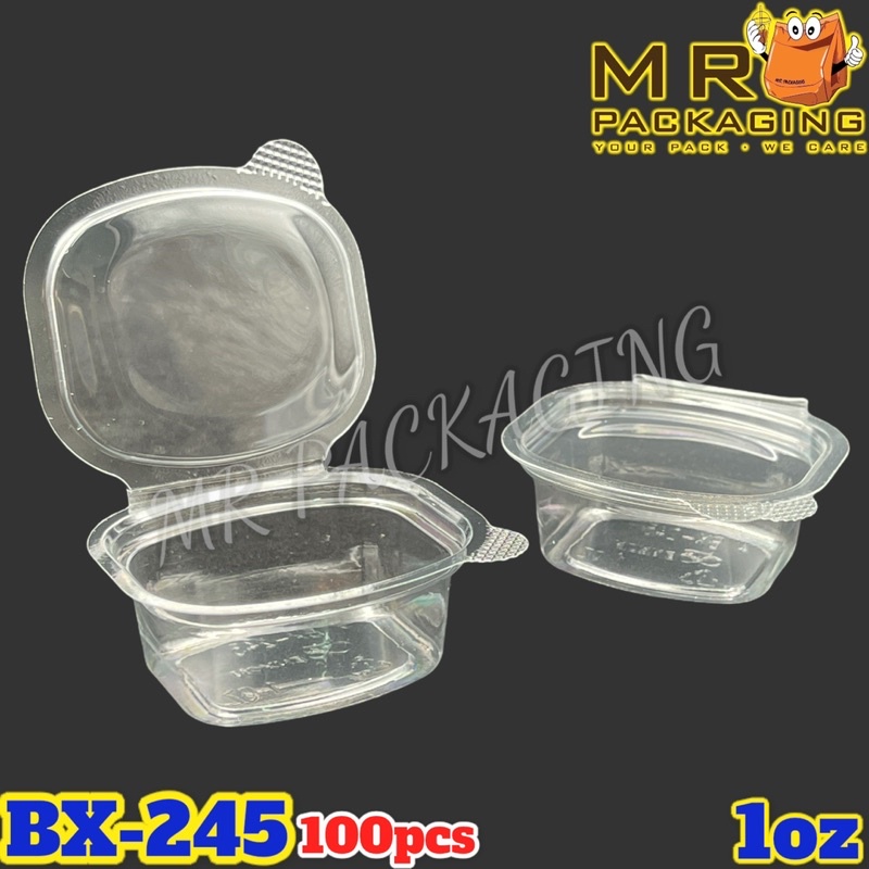 1oz BX-245 GT-1oz Plastic Sauce Container [ 100pcs± ] 1 oz Hinged Lid ...