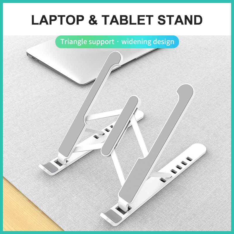 Laptop Stand foldable portable adjustable ergonomic eye level relief ...