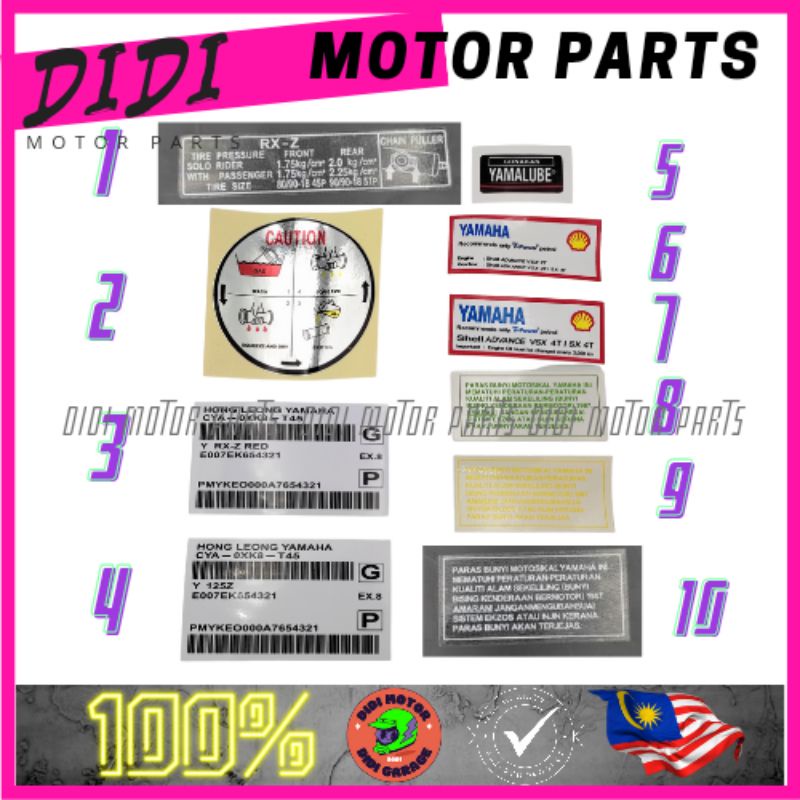 DIDI MOTORPARTS Rxz Sticker Y125 Sticker Body And Cover Set | Shopee ...