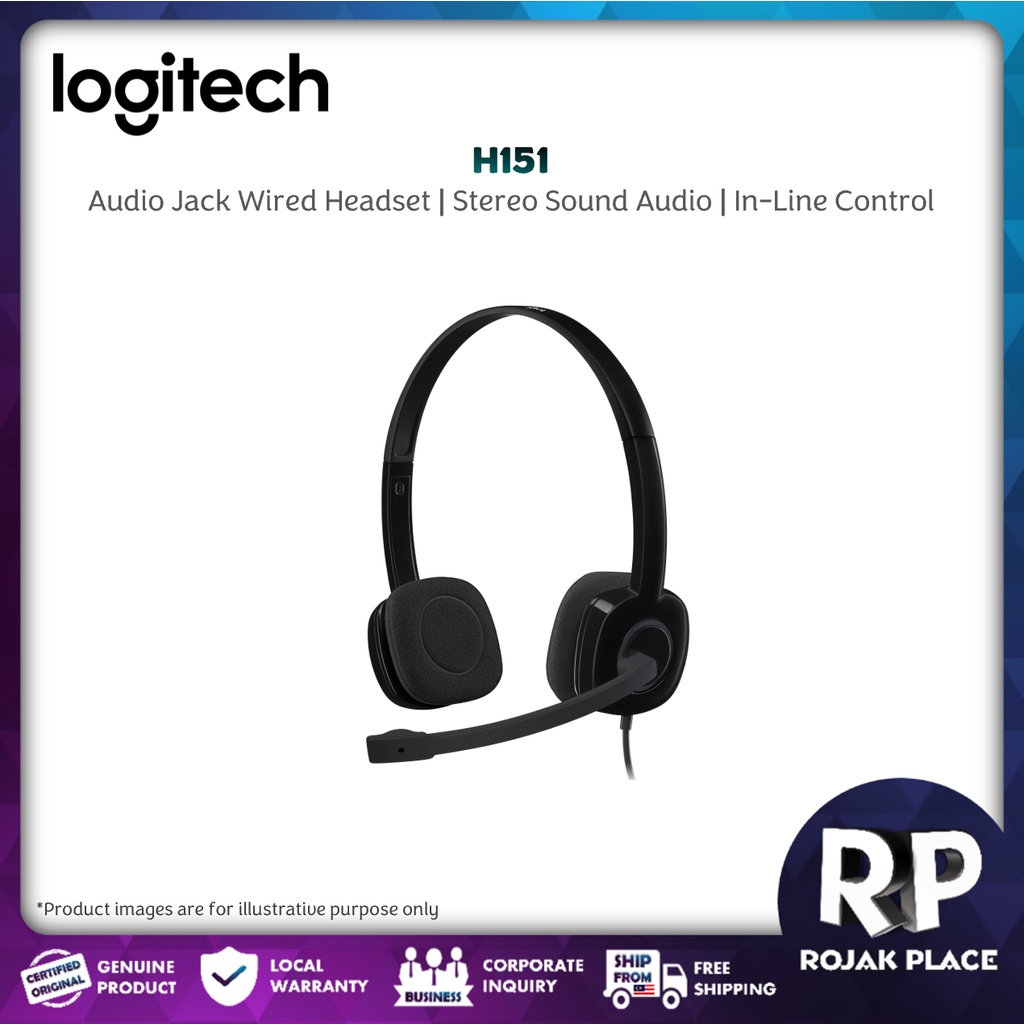 Logitech H151 Stereo Corded Headset with Dual 3.5mm Audio Jack Plugs ...