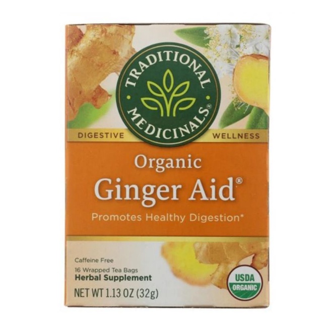 TM Organic Ginger Aid, Caffeine Free, 16 Wrapped Tea Bags, .85 oz (24 g ...