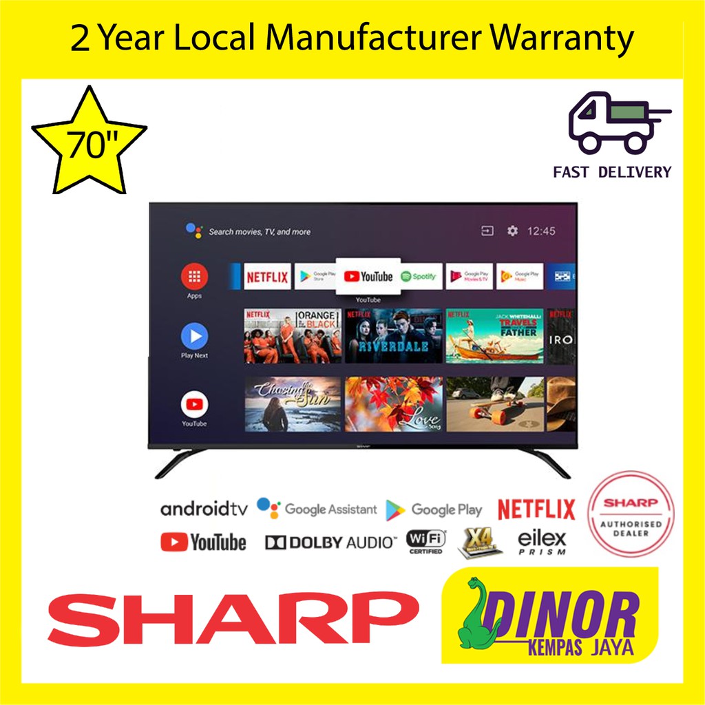 SHARP 4K UHD SMART ANDROID TV 4TC70AL1X 70" LED TV TELEVISION | Shopee ...