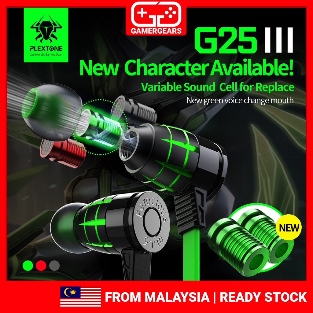 PLEXTONE G25 MK III Super Bass Bullet Style Gaming Earphones In-Ear IEM ...