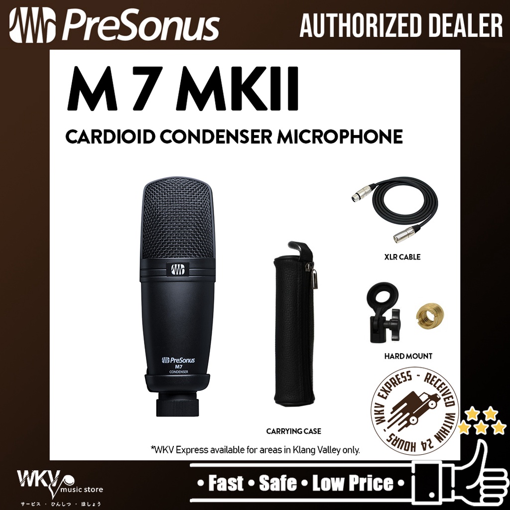 PreSonus M7 MKII Cardioid Condenser Microphone (M-7 MK2 / M7MK2 ...