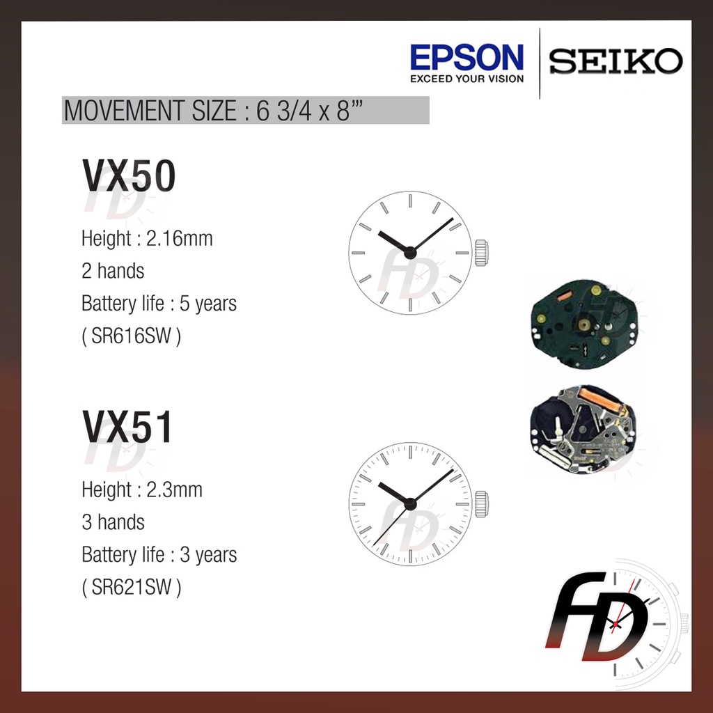 Seiko VX50 / VX51 Epson Quartz Watch Movement (Made in Japan ...