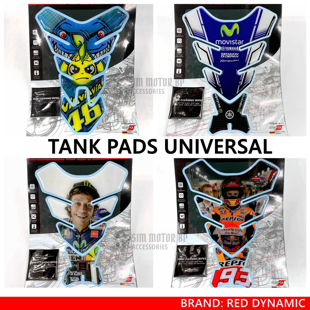 RED DYNAMIC YAMAHA VR46 ROSSI STICKER TANK PAD UNIVERSAL R25 R15 MT15 ...