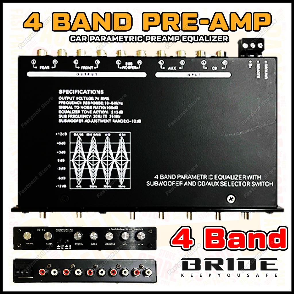 📢 4-Band Pre-Amp Parametric BRIDE Preamp With Subwoofer Output Suitable ...