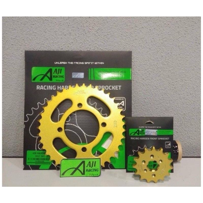 LC135 RXZ Y125 Y110 Y100 Y15 LAGENDA110 415H AJI RACING Gold Harden Sprocket Set 415 GOLD ...