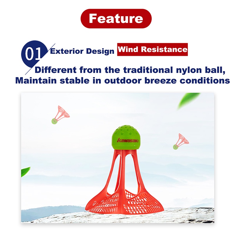 Kawasaki Windproof Airshuttle 2.0 Shuttlecocks With Upgrade Nylon Skirt ...