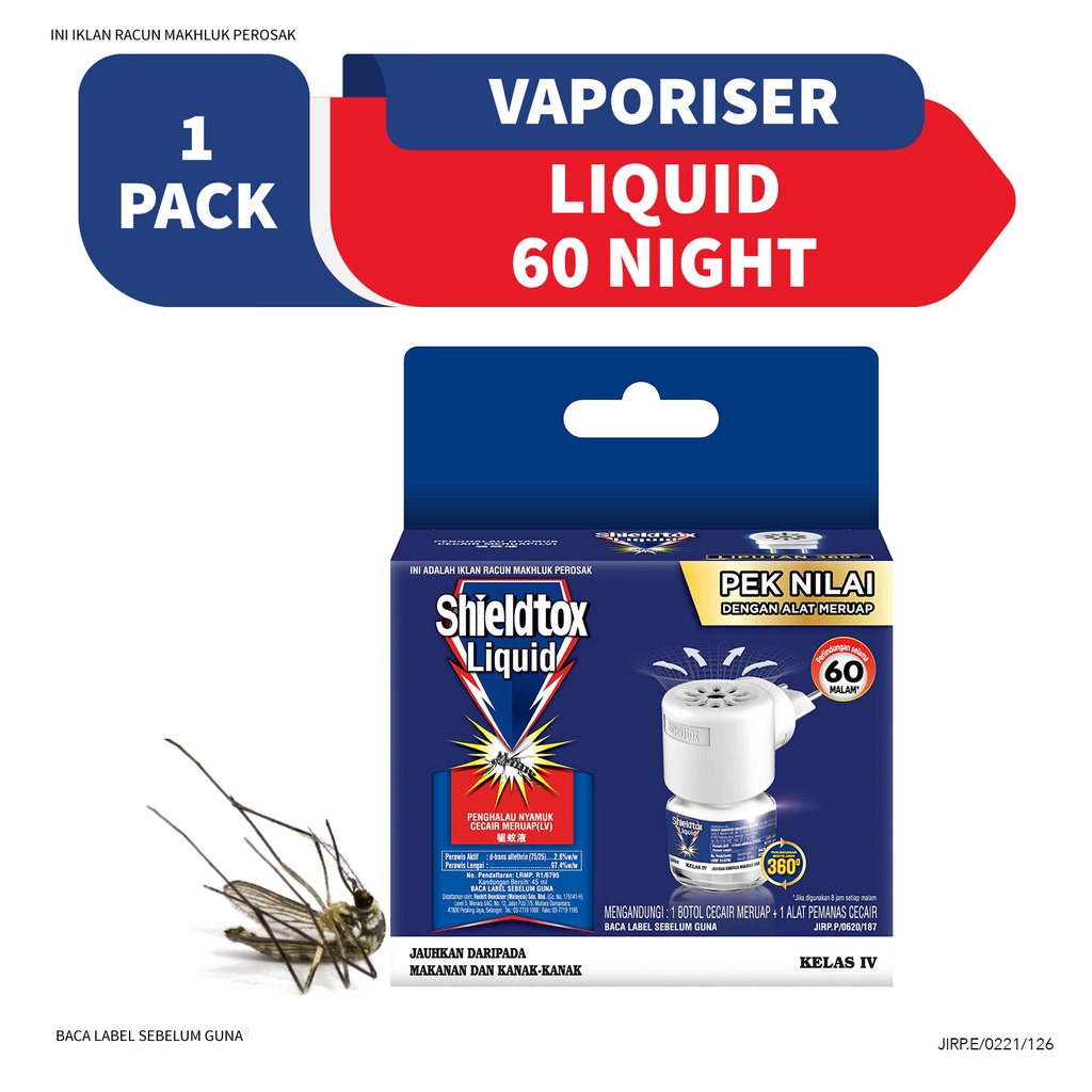 Shieldtox Refill 60 Nights Liquid (45ml)/Pek Nilai Heater + Refill Vapouriser LED 60 Night ...