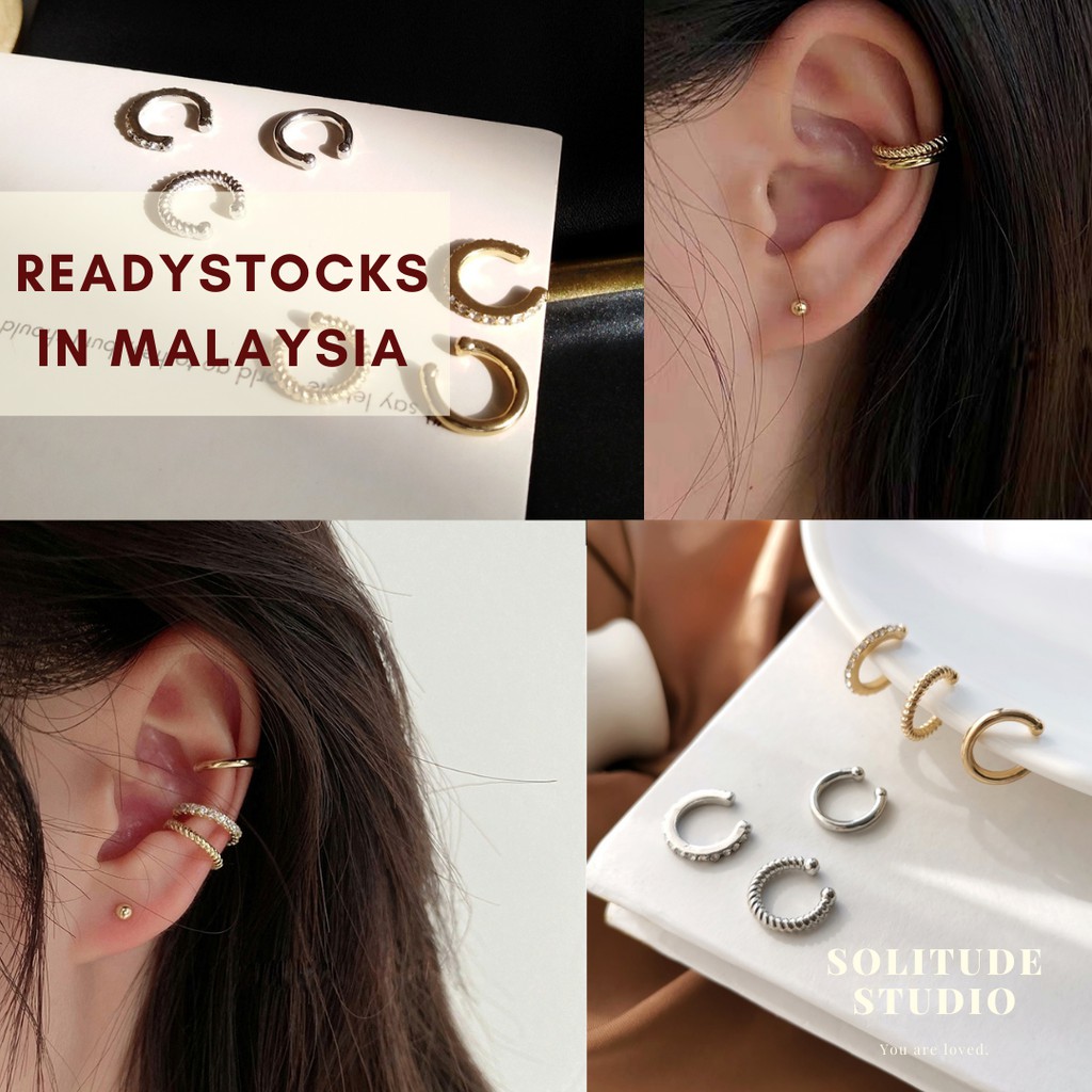 [Ready Stock] Sebastian Minimalist Earcuff｜气质镶钻耳骨夹套组｜Jewellery Earrings ｜Fashion Earrings｜ Women ...