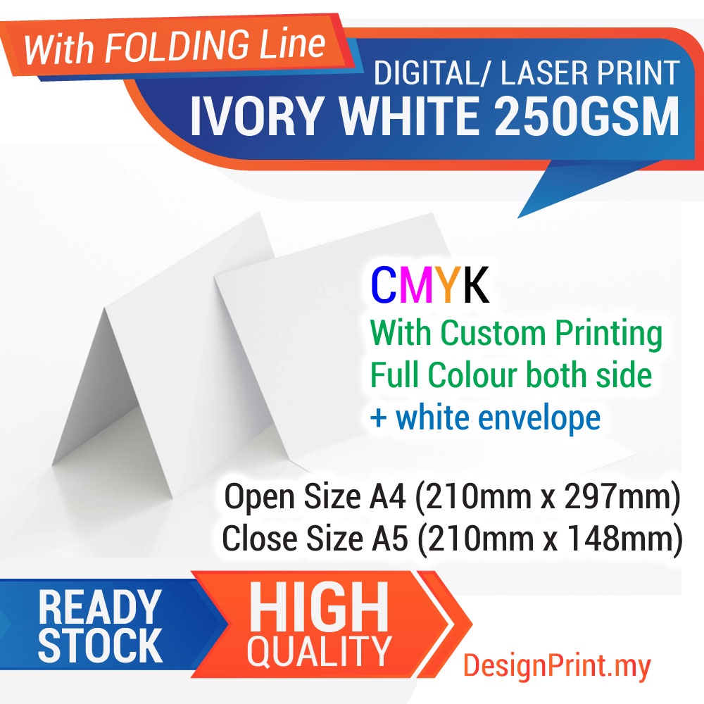 Custom Print A4 size Ivory White Card 250gsm with Folding Line ...