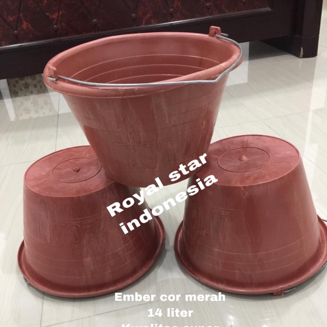MERAH 14" inch red cast bucket shatterproof 14 inch pvc plastic ...