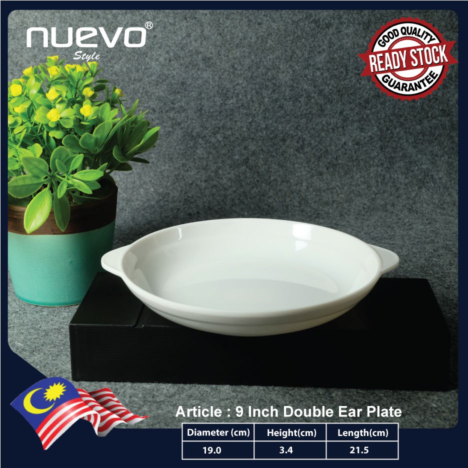 NUEVO STYLE 7.5 Inch White Melamine Double Ear Round Plates 白色双耳圆盘 Plat ...