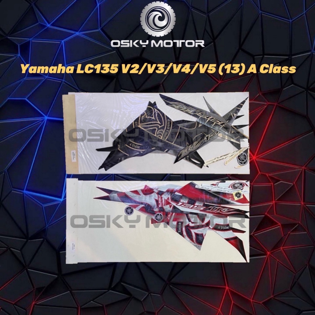 Yamaha LC135 V2/V3/V4/V5 (13) A Class Body Sticker - Black / Red ...