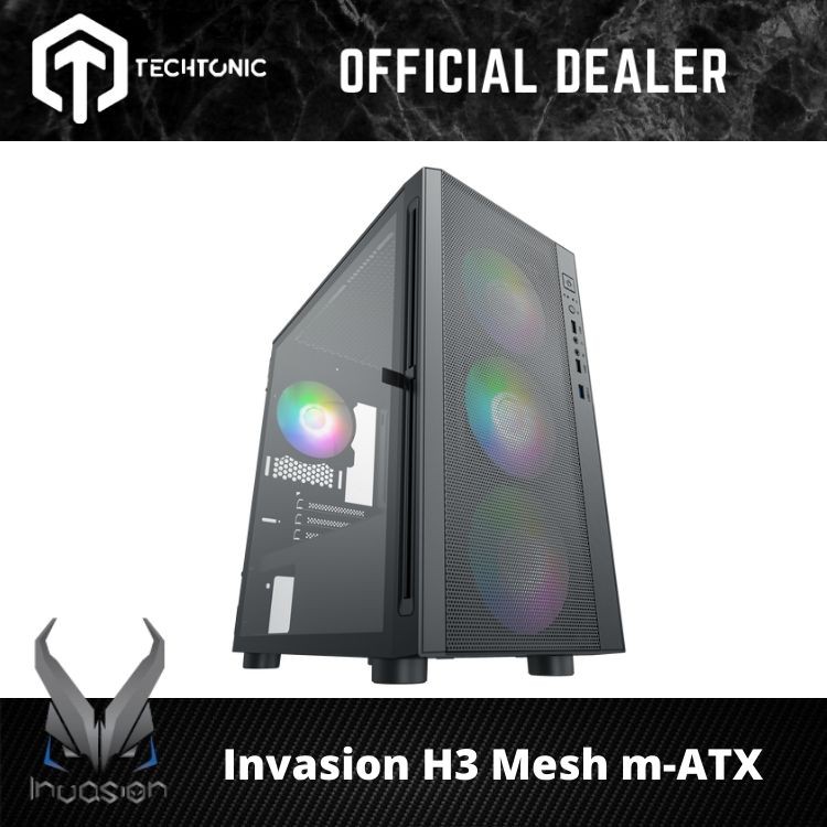 Invasion H3 Mesh m-ATX Case [FREE 4 RGB FANS] | Shopee Malaysia