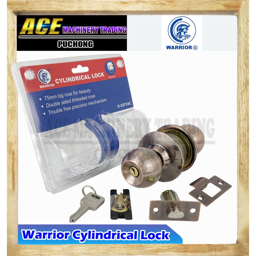 WARRIOR Cylindrical Door Knob Lock Set | Tombol Pintu Bilik (Bedroom ...