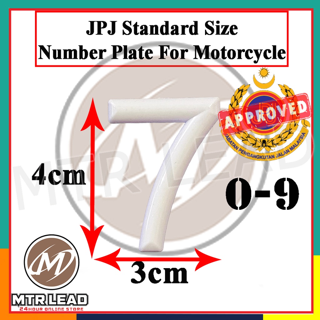 🔥JPJ Approved🔥 Number Plate 0-9 Motorcycle White Nombor Plat Motor Moto ...