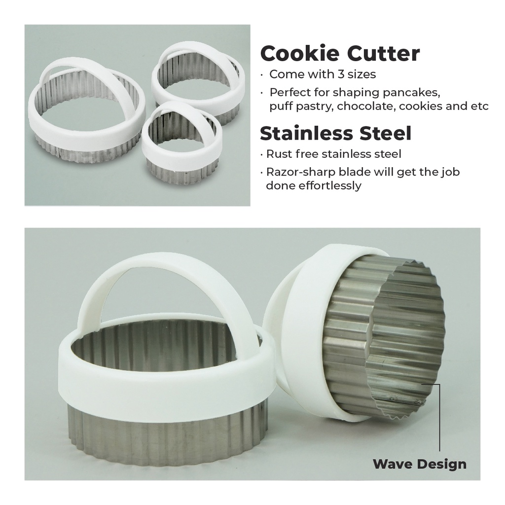 HOME PERFECT 3Pcs/Pack S/S Stackable Round/Wave Flated Edge Cookies ...