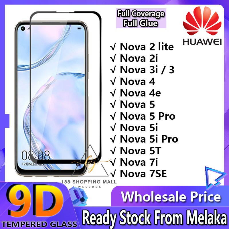 HUAWEI Nova Tempered Glass Screen Protector FULL COVER 9D Nova 2i 2 ...