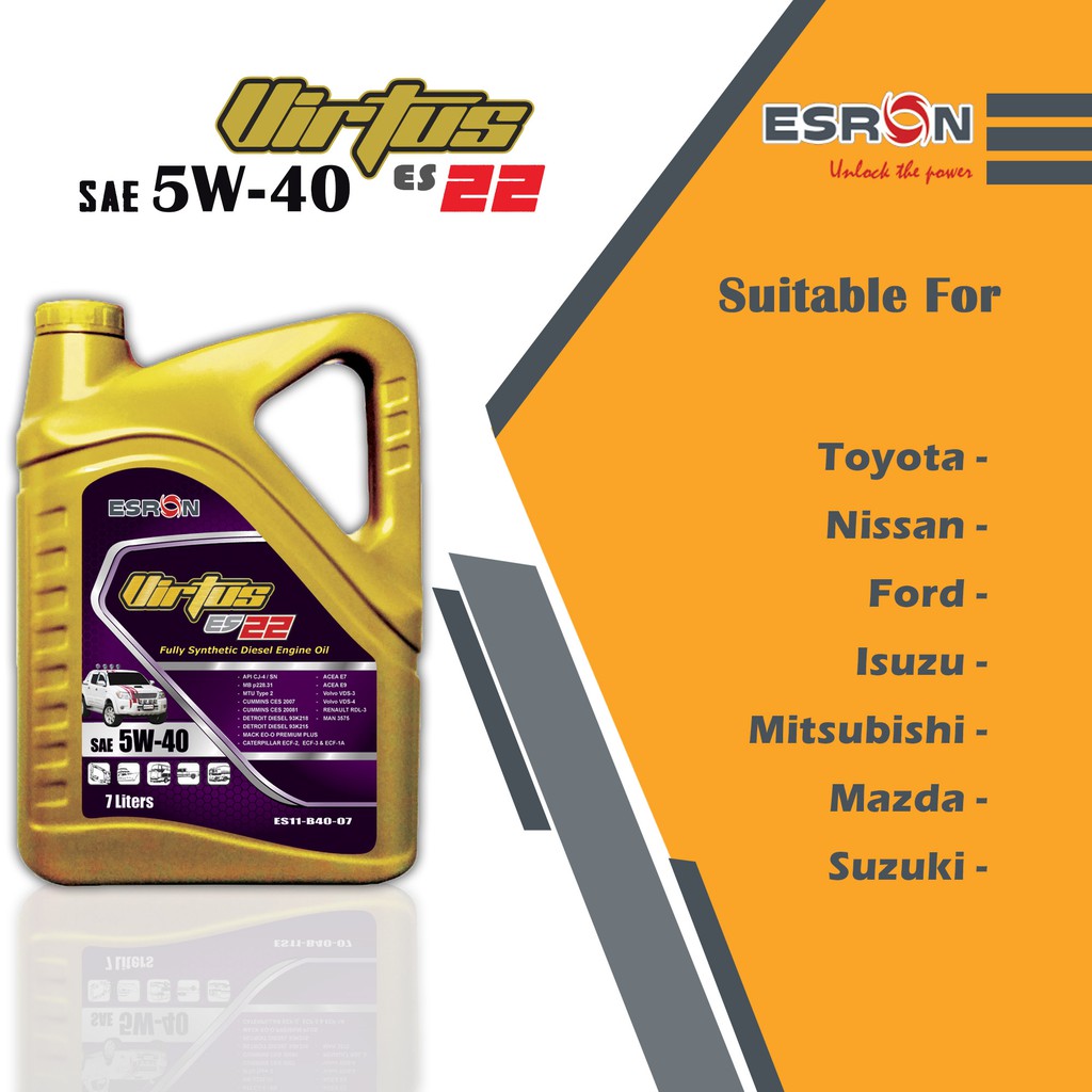 Engine Oil 7L Diesel 5W-40 API CJ-4/SL Fully Synthetic Diesel Engine ...