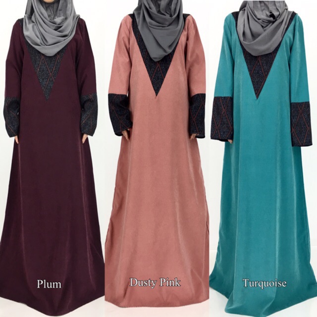 3pcs/set Dress Jubah Baldu Pua Kumbu Long Velvet Maxi Dress ...