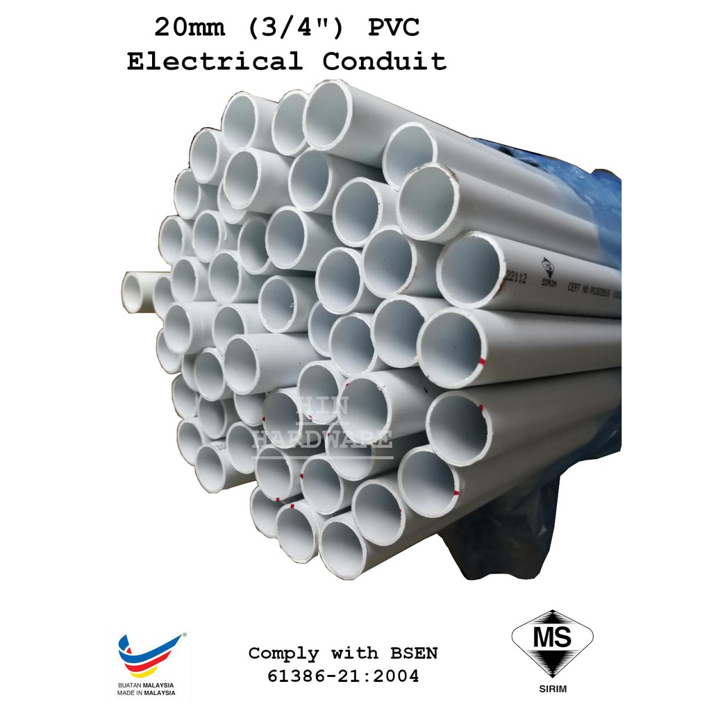 HIN SIRIM 20mm 3/4" inch PVC Electrical Conduit Pipe / Paip Electrik ...