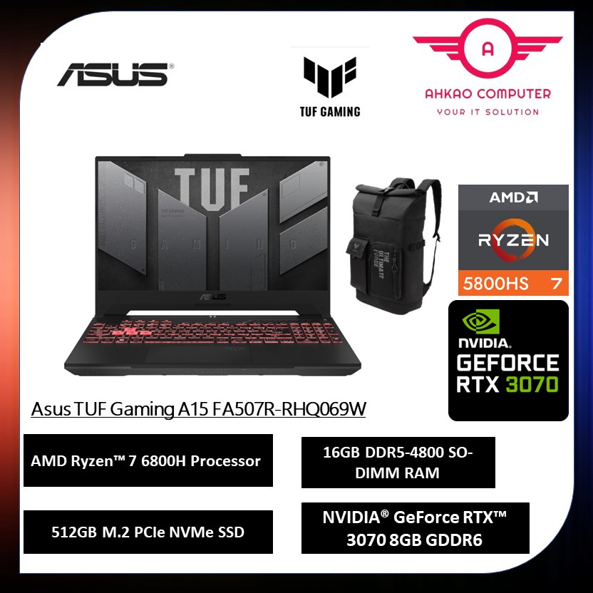 Asus TUF Gaming A15 FA507R-RHQ069W 15.6'' QHD 165Hz Gaming Laptop ...