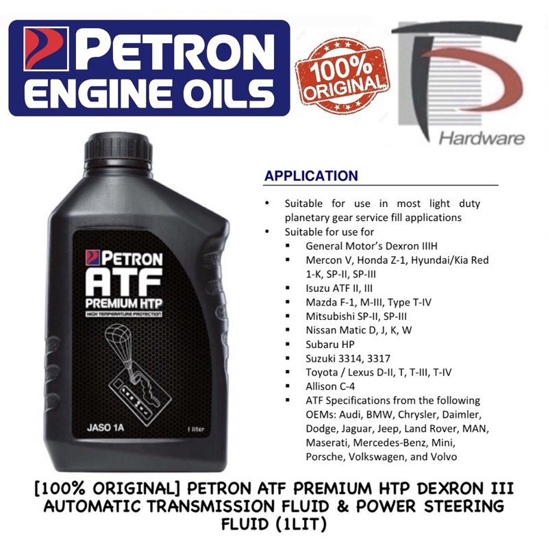[100% ORIGINAL] PETRON ATF PREMIUM HTP DEXRON III AUTOMATIC TRANSMISSION FLUID & POWER STEERING ...