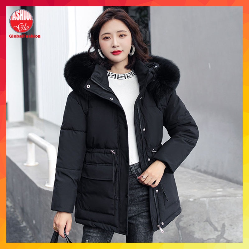 Winter Jacket Woman Baju Sejuk Perempuan Tebal Fur Hooded Windbreaker ...