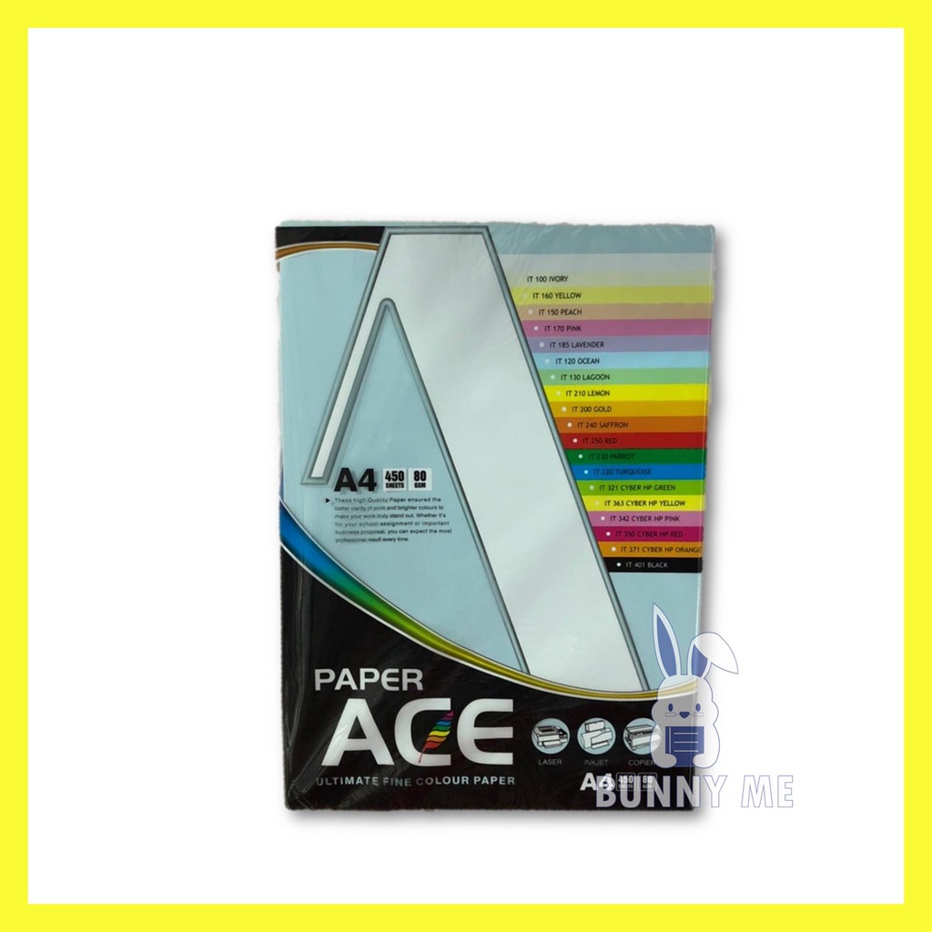 ACE COLOUR PAPER 80GSM A4 450SHEETS / KERTAS WARNA // LIGHT // CYBER ...