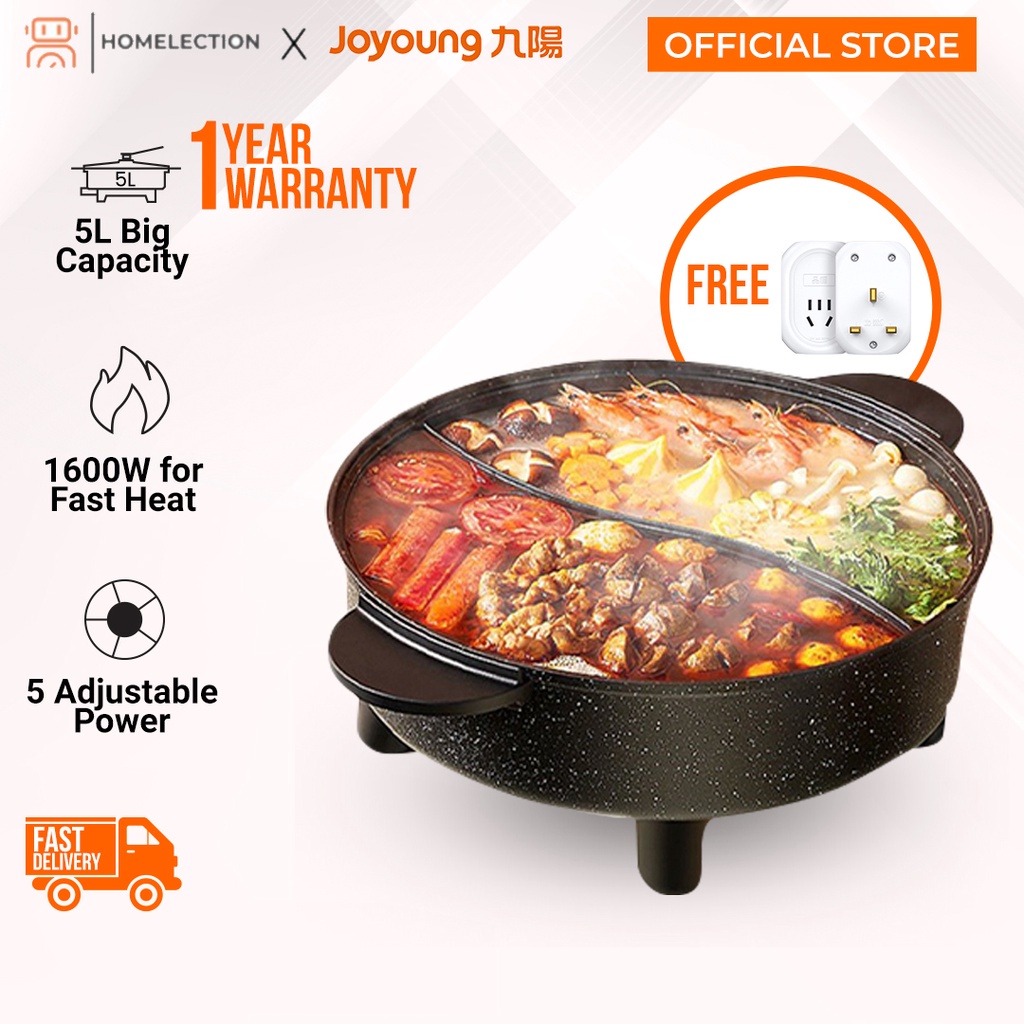 Joyoung 5L 2 In 1 Dual Side Steamboat Cooker Electric Hot Pot Maifan ...