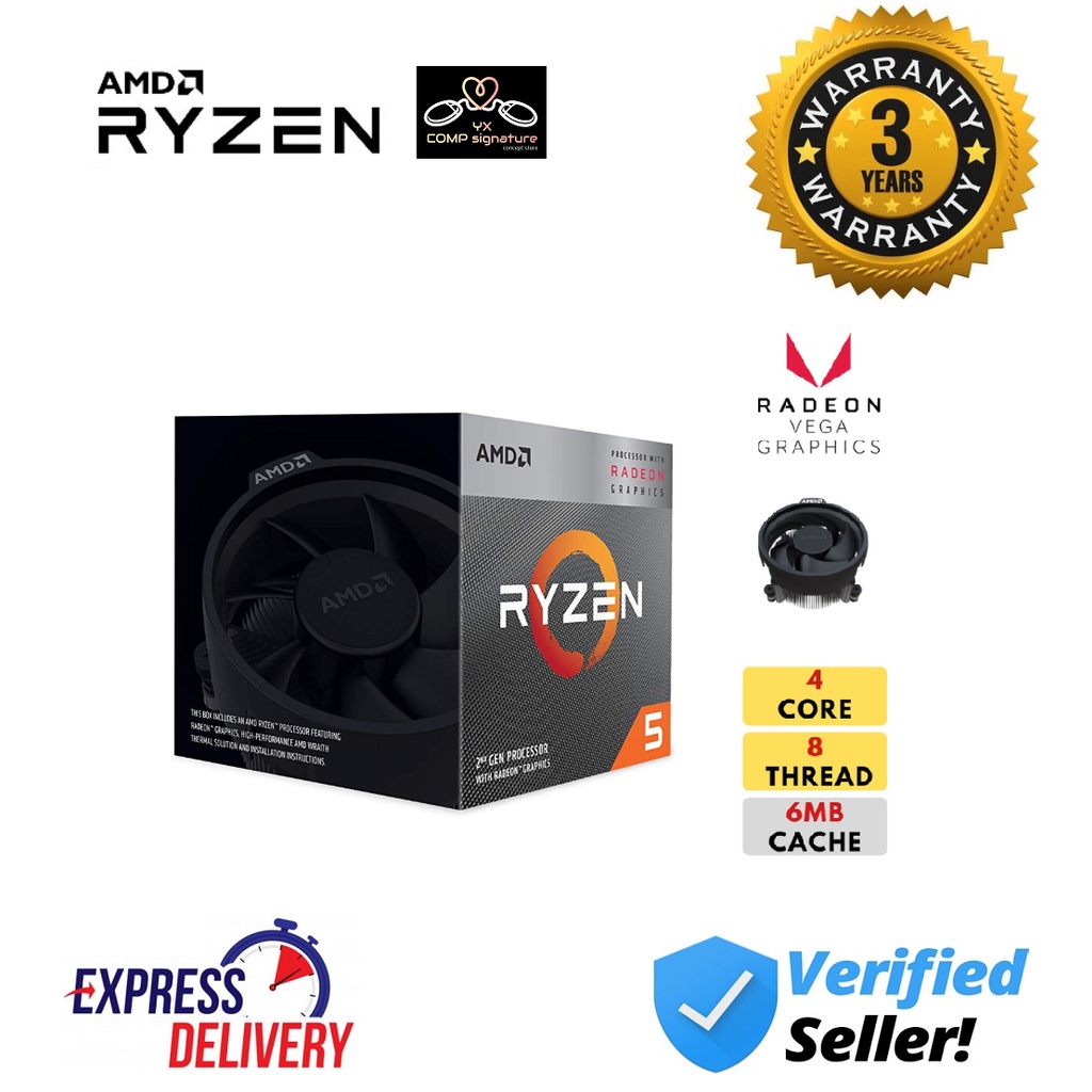 AMD RYZEN 5 3400G WITH RADEON RX VEGA 11 GRAPHICS PROCESSOR ...