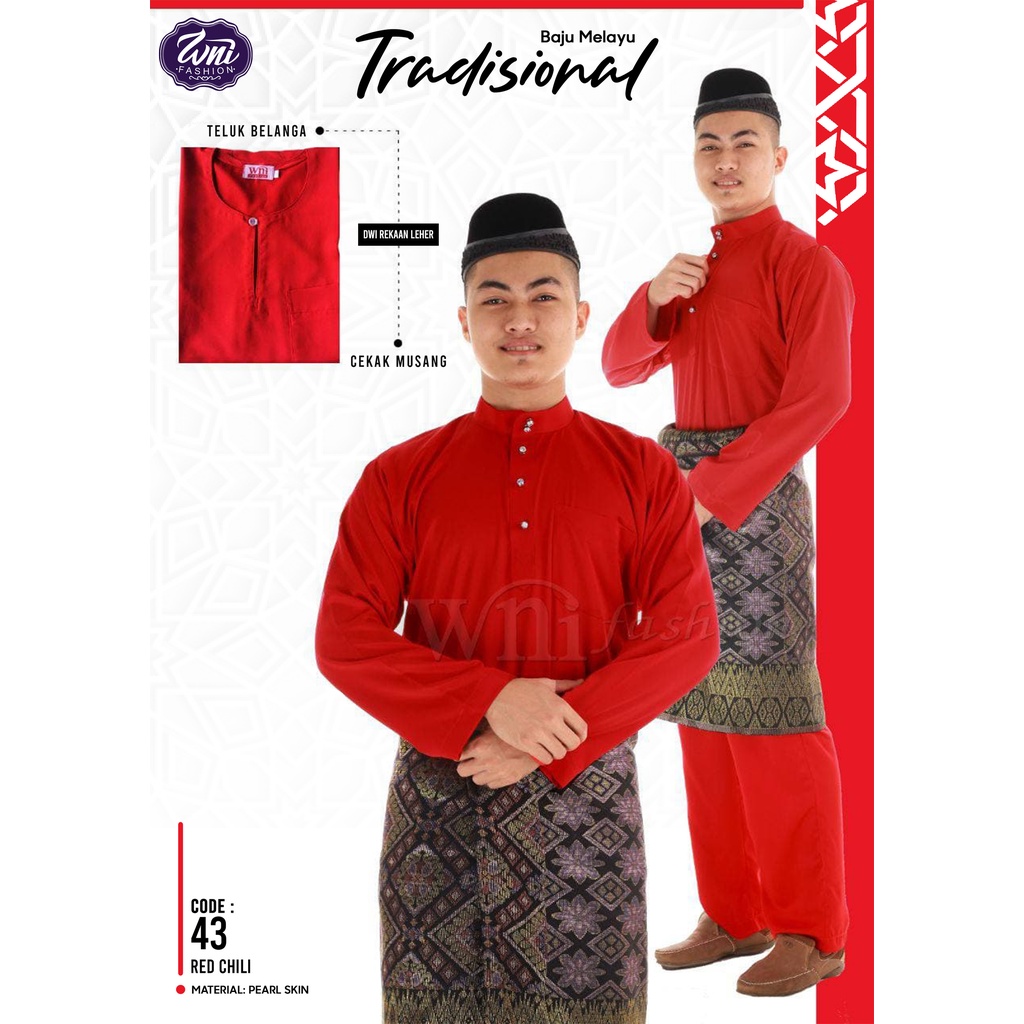 Baju Melayu Tradisional - RED CHILI ( Saiz Baby -> 4XL Dewasa ...