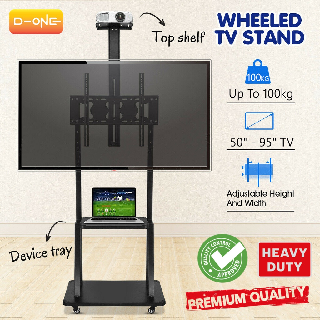 HEAVY DUTY Portable Mobile TV Cart TV Stand Trolley 50"-95" inch Floor Standing for Large TV ...
