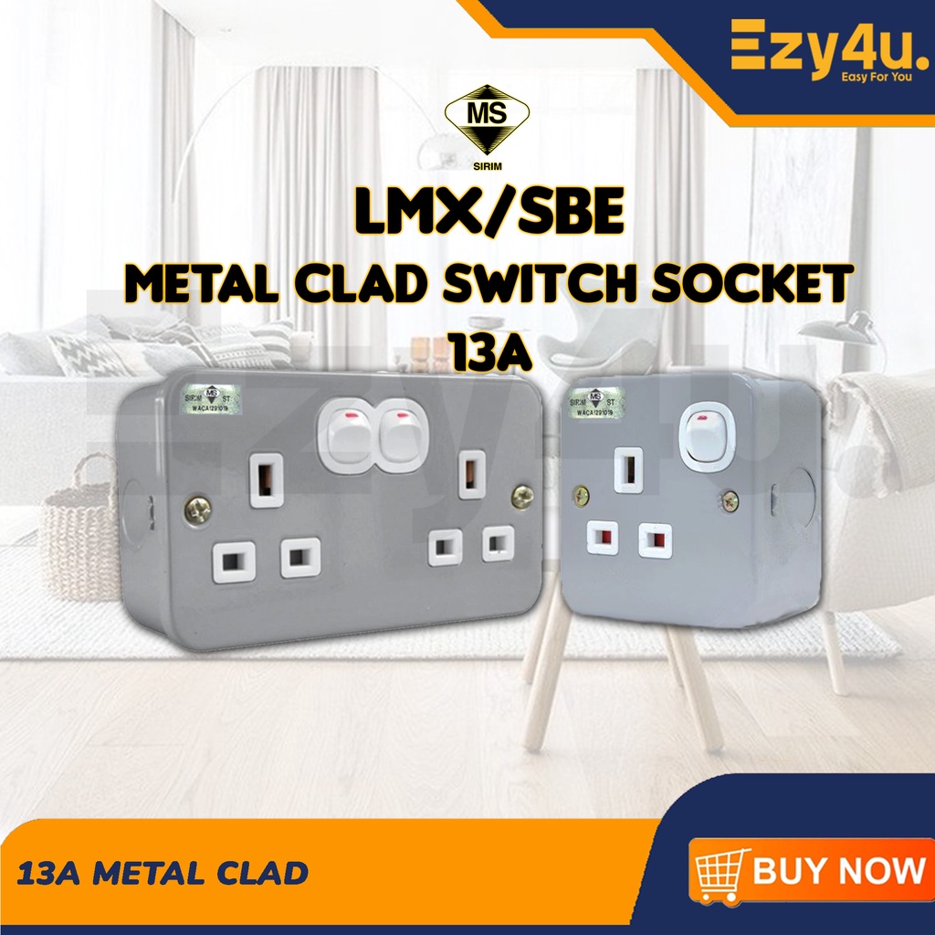 LEMAX | LMX | SBE 13A 1Gang 2Gang Metal Clad Switch Socket Sirim ...