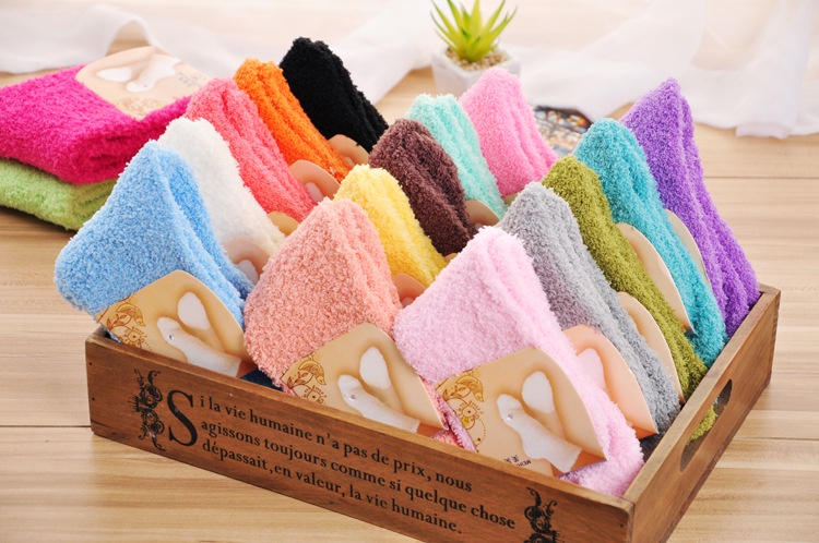 Colorful Soft Sleeping Sock Winter Microfiber Sock Warm Fuzzy Fluffy ...