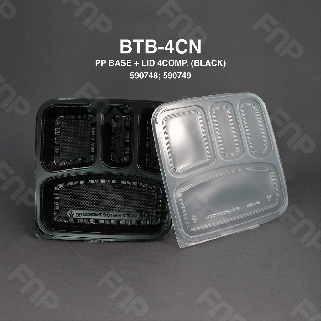 BTB-4CN PP BASE 4COMP. BLACK BASE W/ LID; 4 COMPARTMENT DISPOSABLE ...