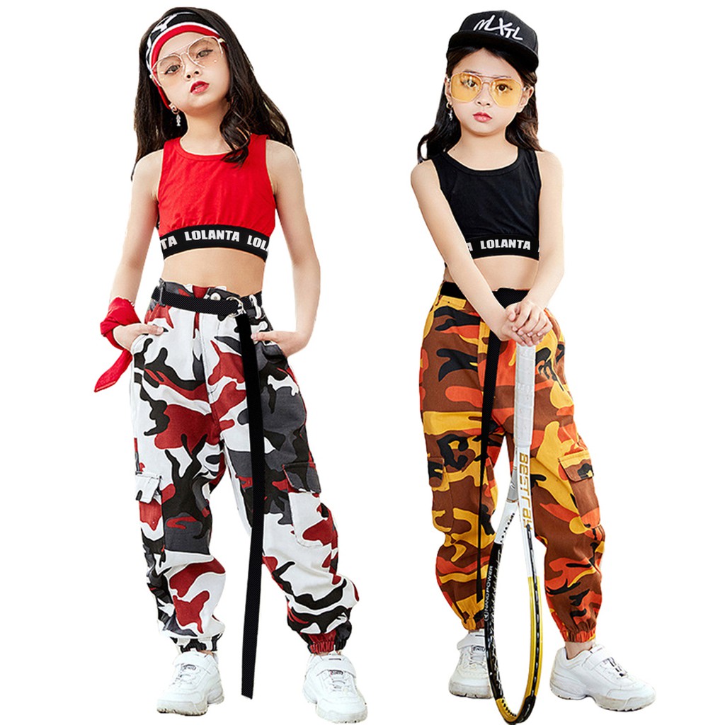 Ready Stock Kids Girls Hip Hop Clothing Set Streetwear Jazz Dance ...