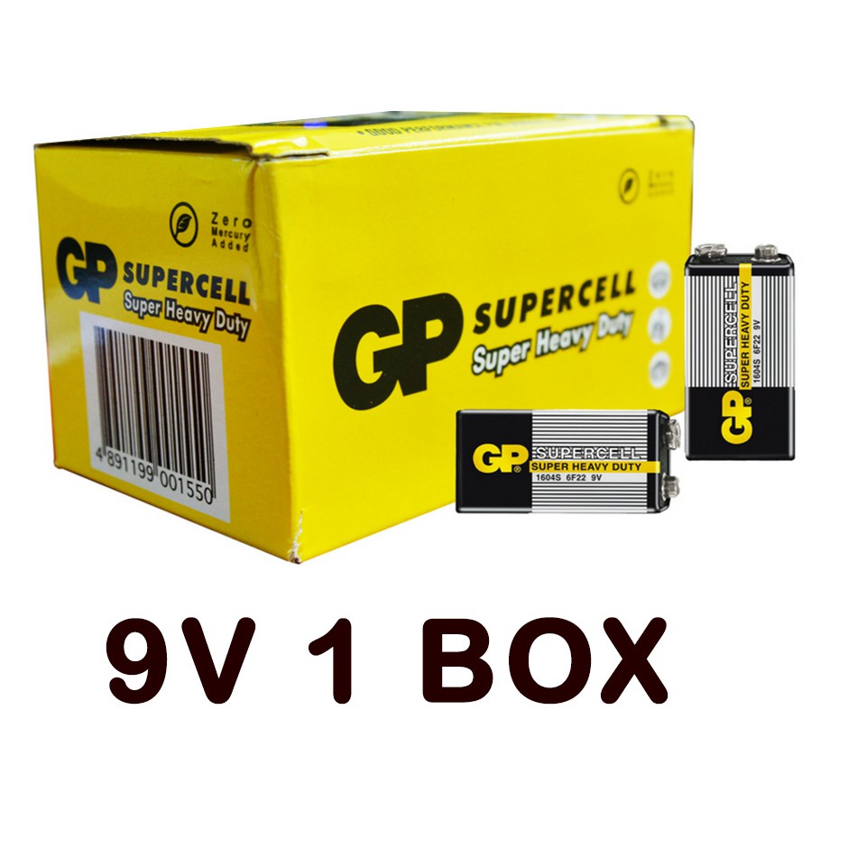 (1 Box-10Pcs) GP Supercell Heavy Duty 9V Battery / Bateri GP Supercell ...