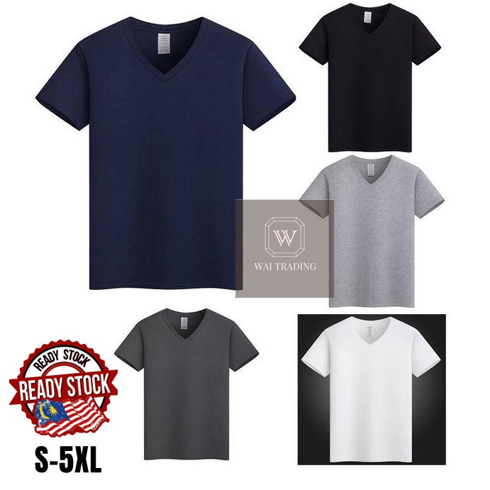 Plus Size Unisex V Neck Short Sleeve T-Shirt Polyster T-Shirt Men Woman ...