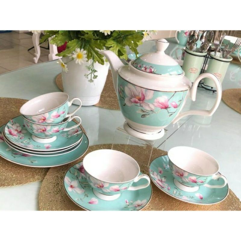 Vantage 14pc Tiffany Blue Magnolia Tea Set | Shopee Malaysia