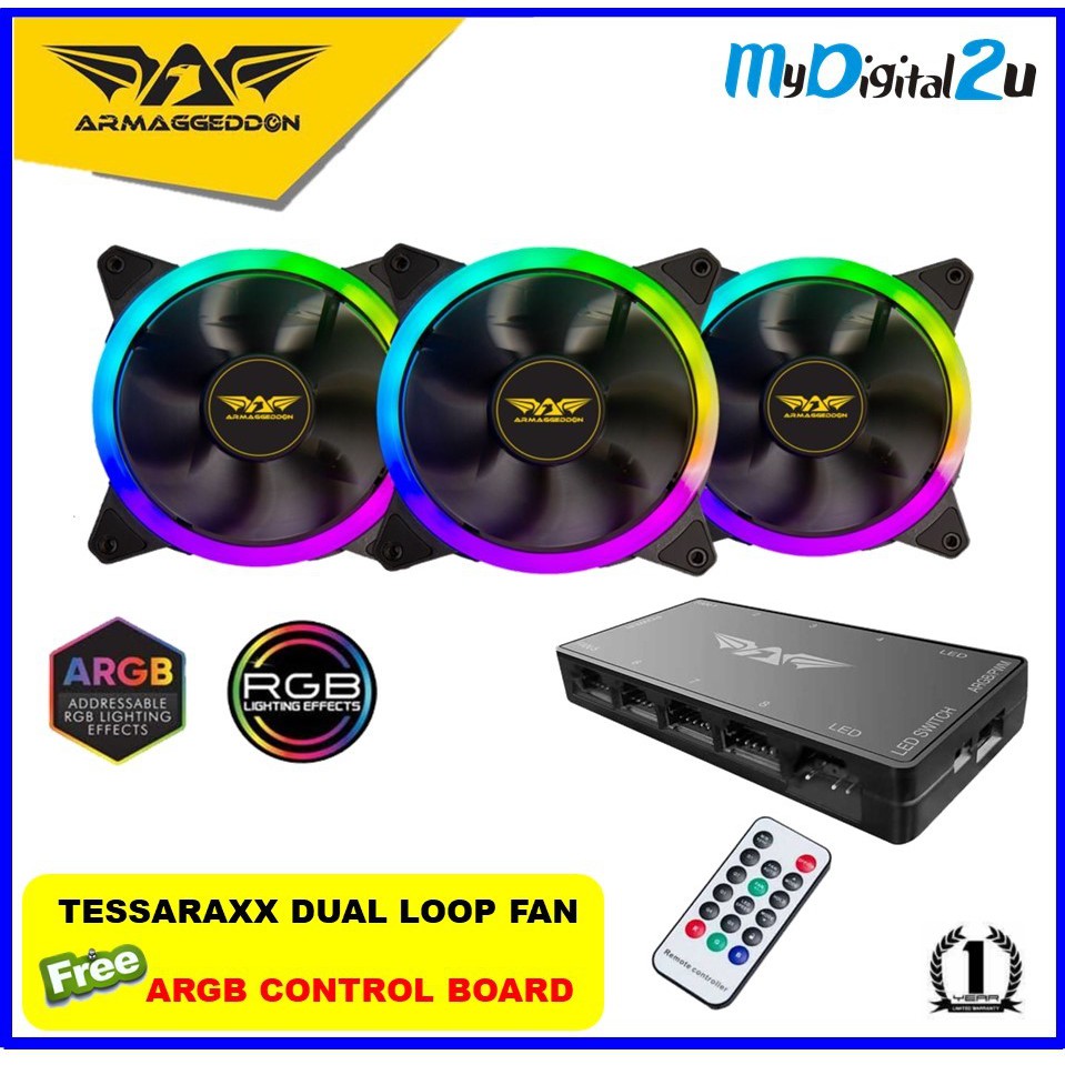 Armaggeddon Tessaraxx Dual Loop ARGB Fan - Triple Combo [Free Aura Sync ...