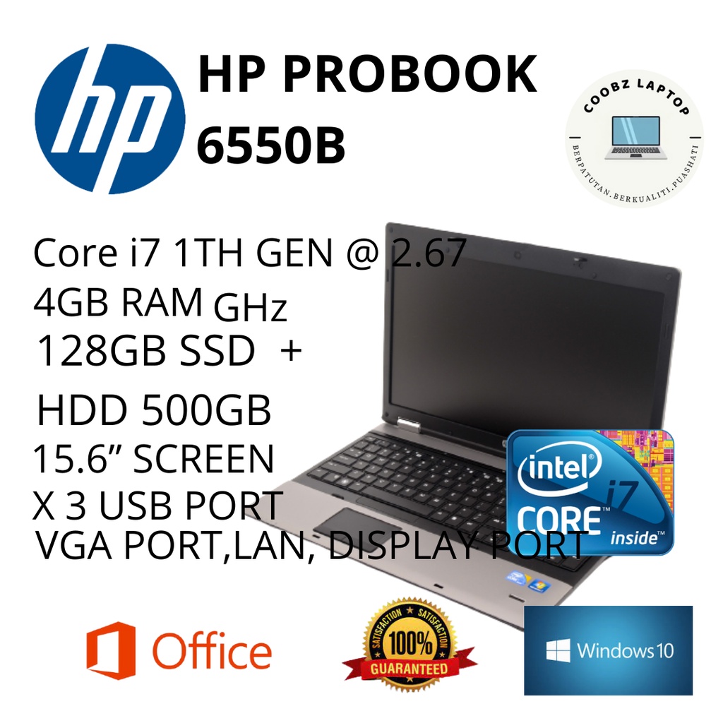 Hp probook 6550B i7 gen 1TH/Ram 4gb/SSD128gb + HDD500gb | Shopee Malaysia