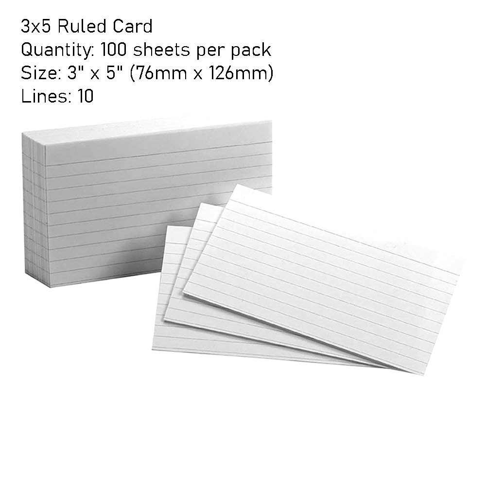 Decamax White Index Card / Ruled Card / Stock Card (100 Sheets/Pack) 3 ...