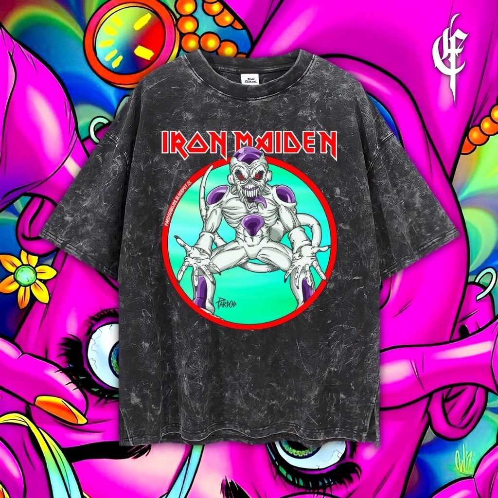 Psycho Crucify "Dragon Ball x Iron Maiden" Oversized T-Shirt | Stone ...