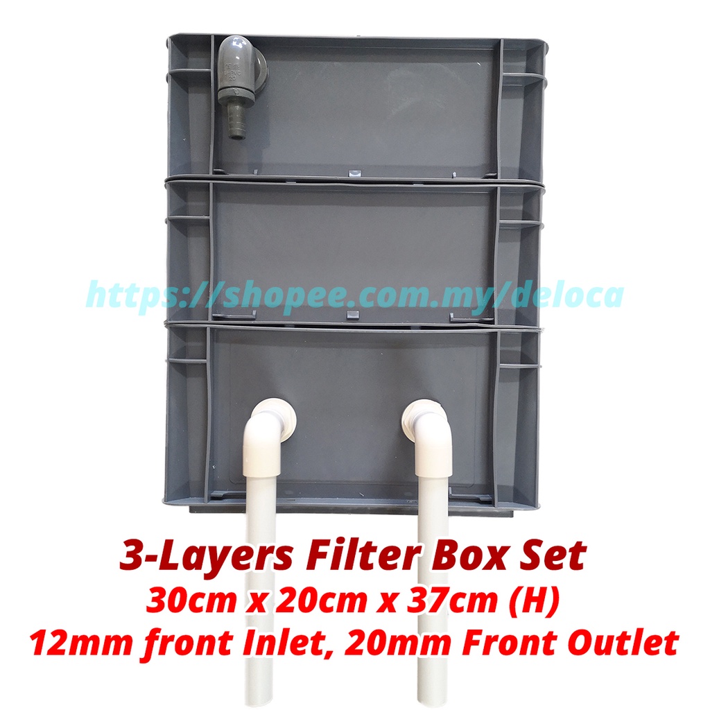 Aquarium Filter Box 3-Layers Filteration System Fish Tank 3-tier Water ...