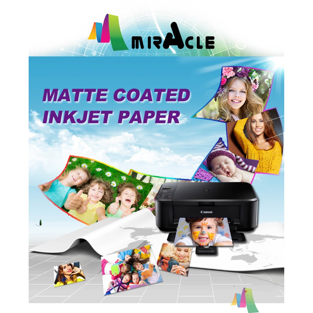 INKJET COATED PAPER (MATTE) FLEXI COLOUR A4 100 GSM 20s/ pkt | Shopee ...