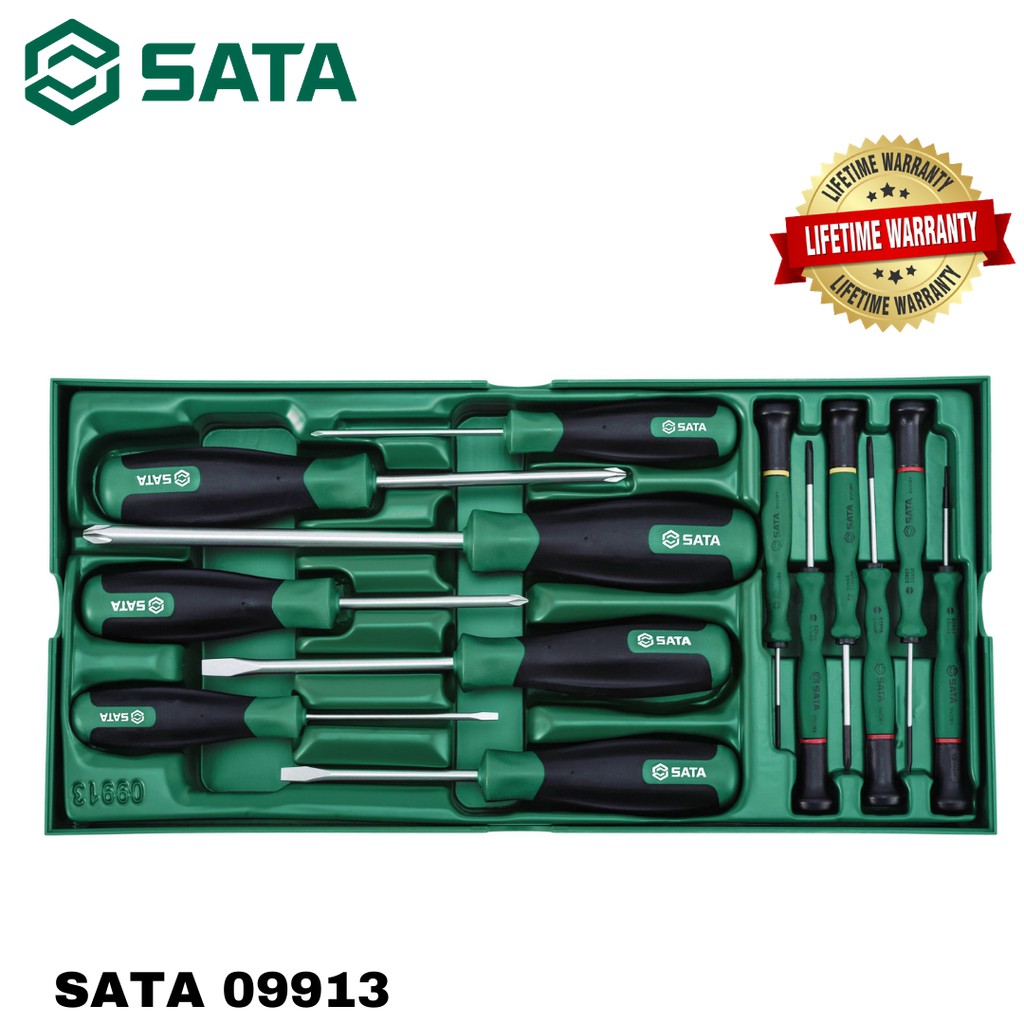 SATA 09913 13PCS SCREWDRIVER TRAY SET / SLOTTED SCREWDRIVER / PHILLIPS ...
