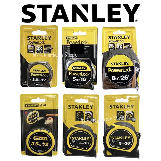 Stanley Measuring Tape 3.5mtr 5mtr 8mtr Powerlock & Tylon Black Chrome ...